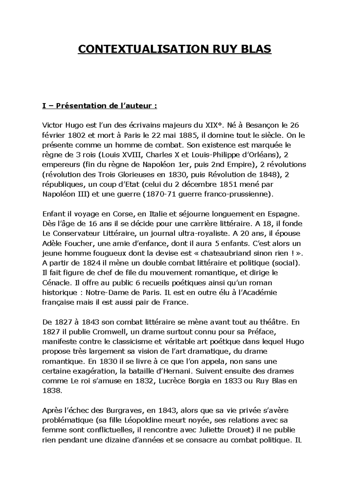 Contextualisation RUY BLAS - CONTEXTUALISATION RUY BLAS I ...