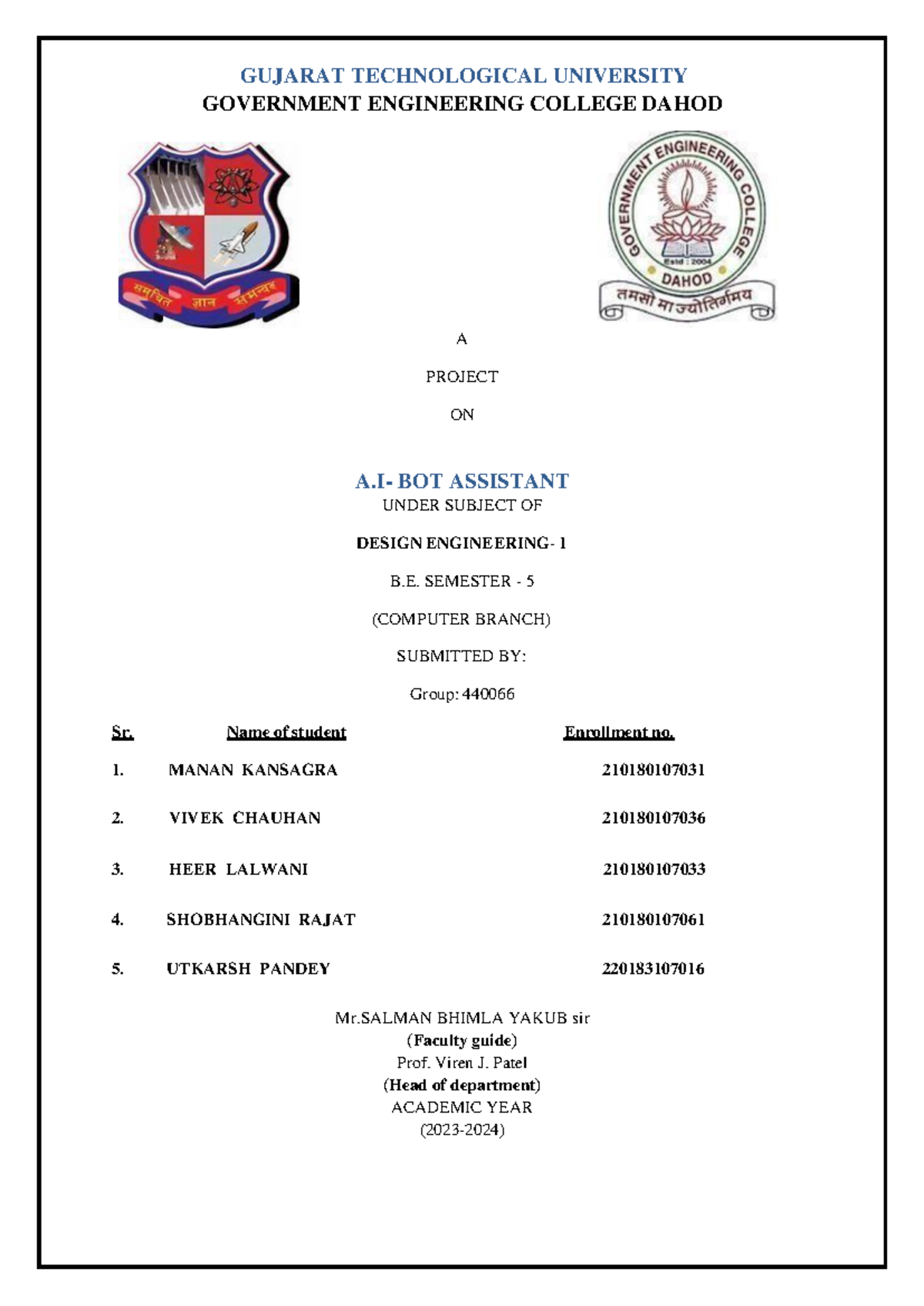 Kinziereport - This is annual project report - GUJARAT TECHNOLOGICAL ...