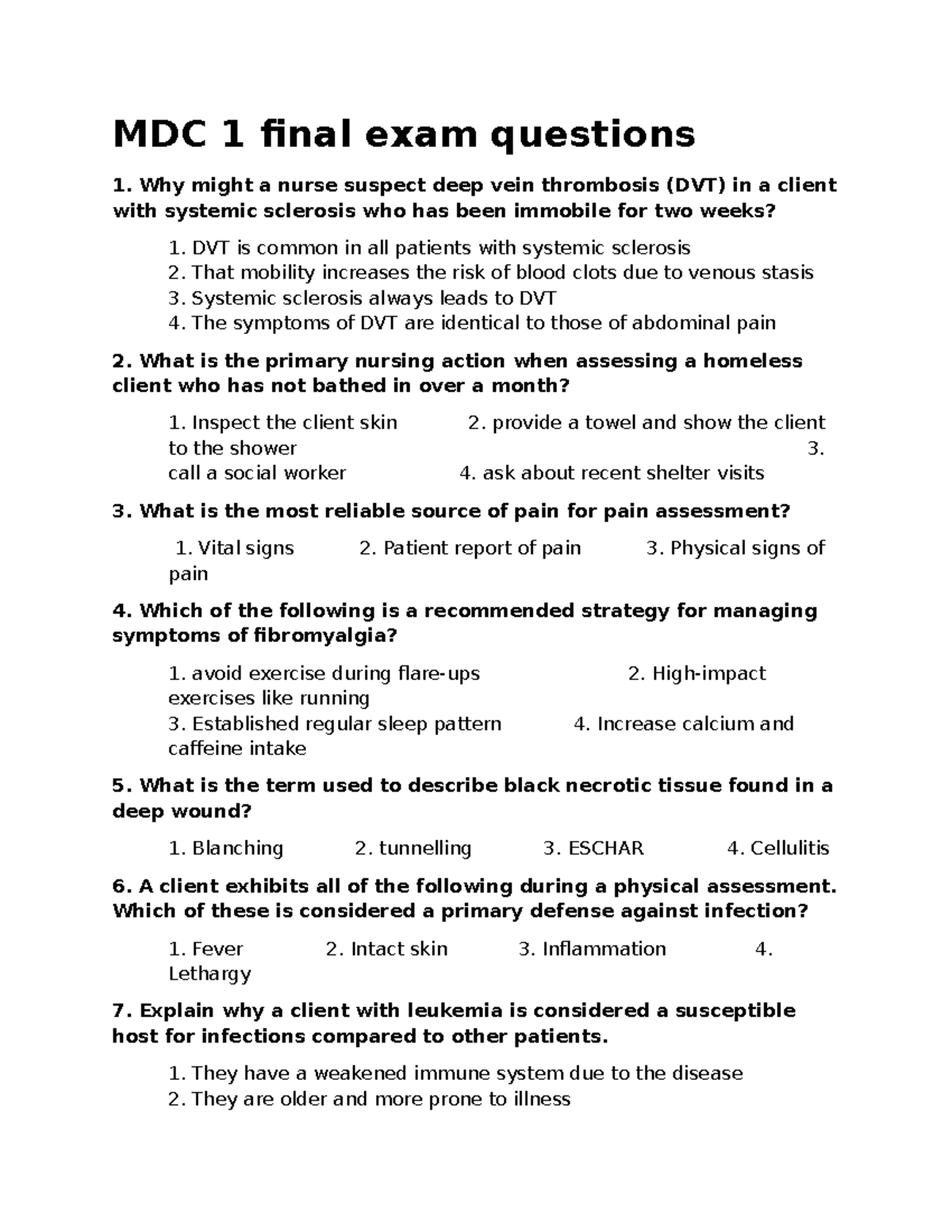 MDC 1 final exam questions qizl - MDC 1 final exam questions Why might ...