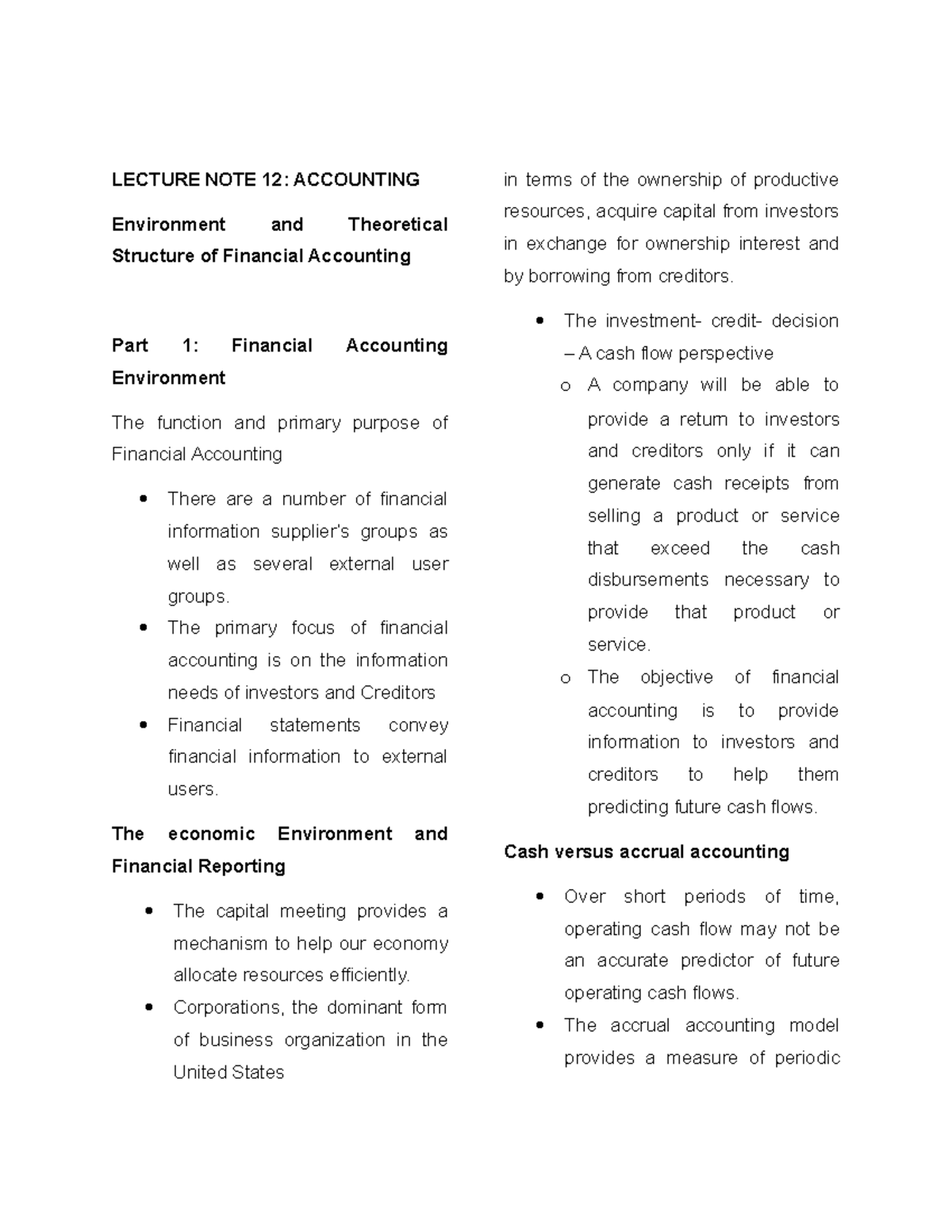 Lecture Note 12 Accounting - LECTURE NOTE 12: ACCOUNTING Environment ...