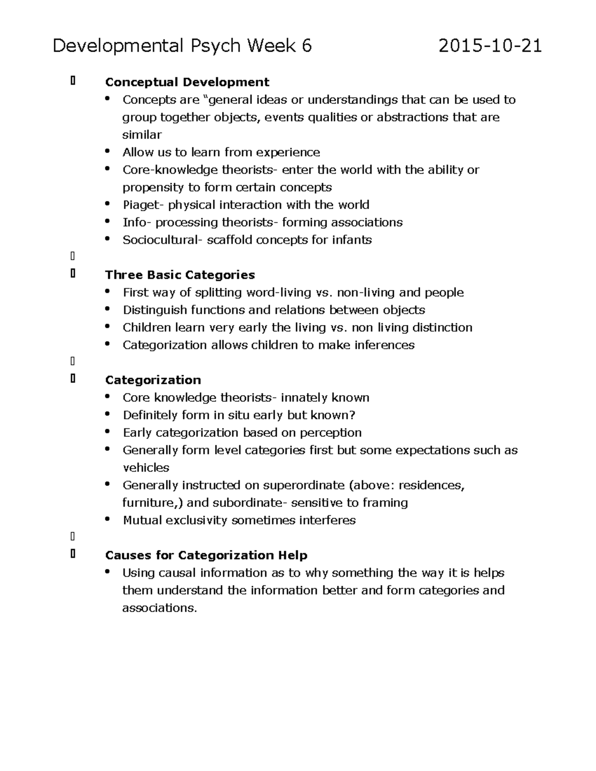 Developmental Psych Week 6 - and people Distinguish functions and ...