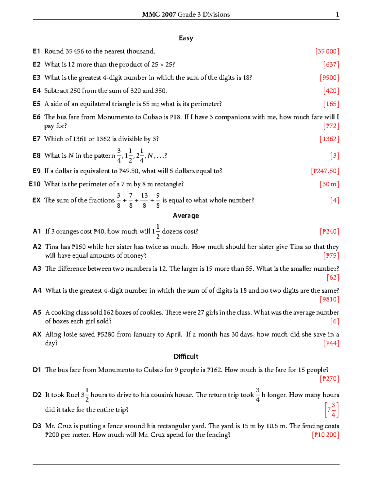 Mathematics long examination - Studocu