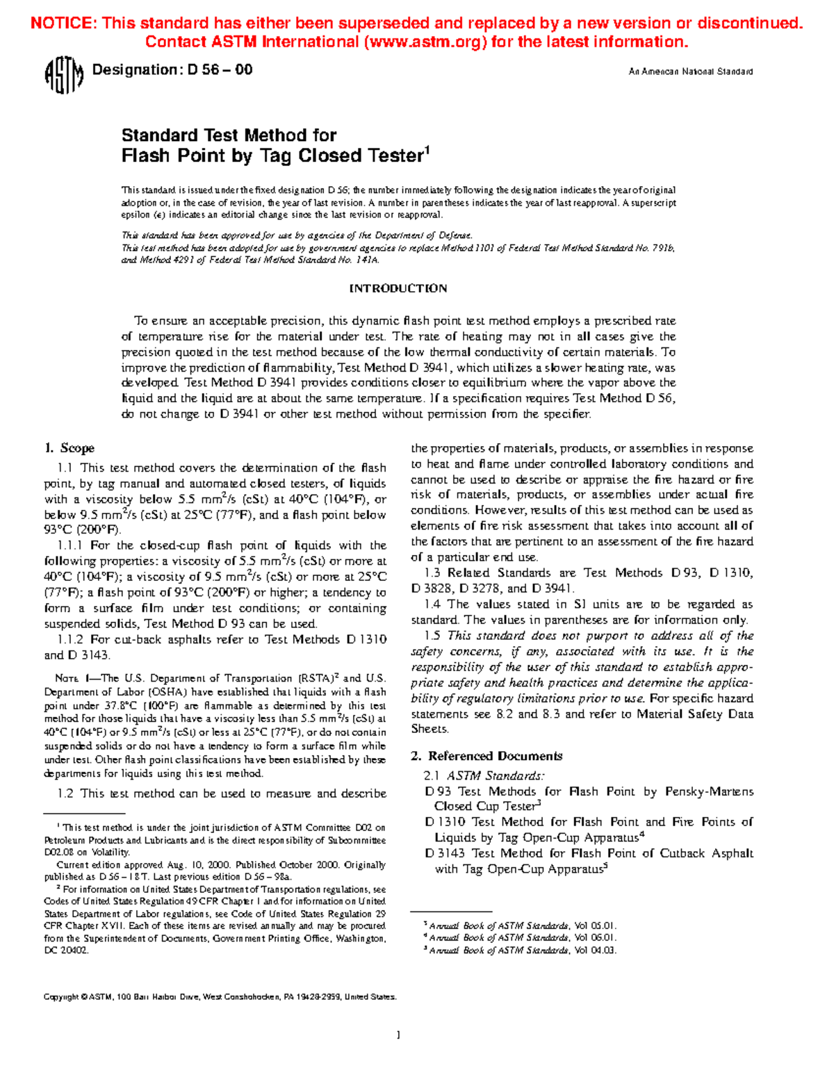 D 56 – 00 ;RDU2LTAW - Designation: D 56 – 00 An American National ...