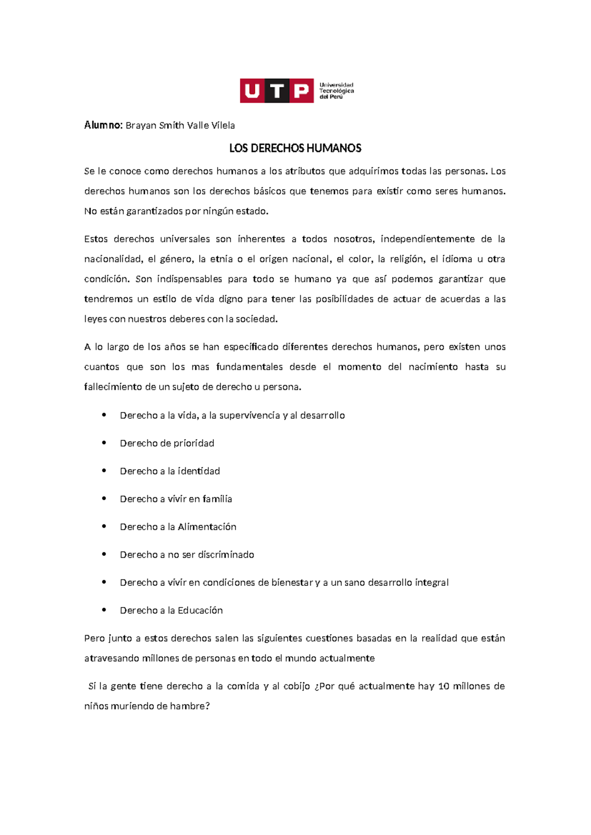 LOS Derechos Humanos s1 - Alumno: Brayan Smith Valle Vilela LOS ...