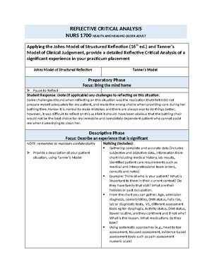 Reflective Critical Analysis Template Years 1 - REFLECTIVE CRITICAL ...