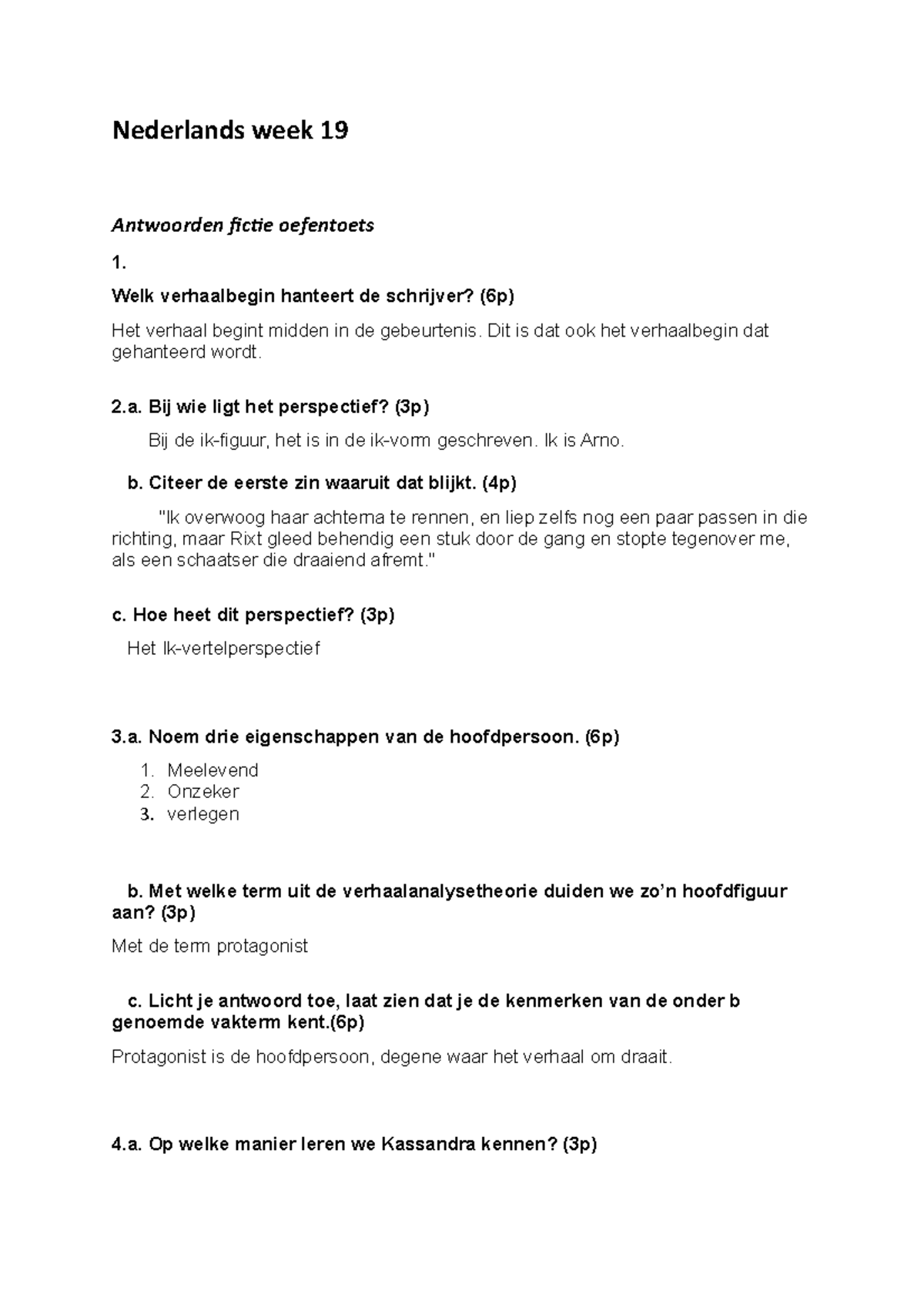 Nederlands fictie opdracht - Nederlands week 19 Antwoorden fictie ...