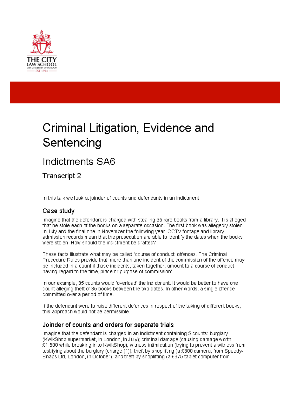 I2 - criminal litigation notes - Criminal Litigation, Evidence and ...