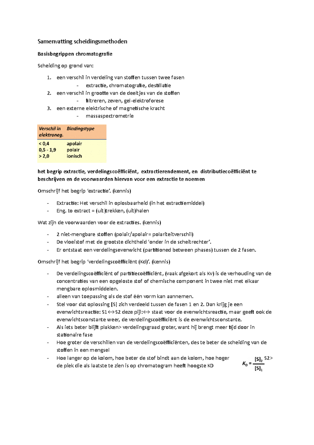 Leerdoelen Scheidingsmethoden periode 4 jaar 1 - Samenvatting ...