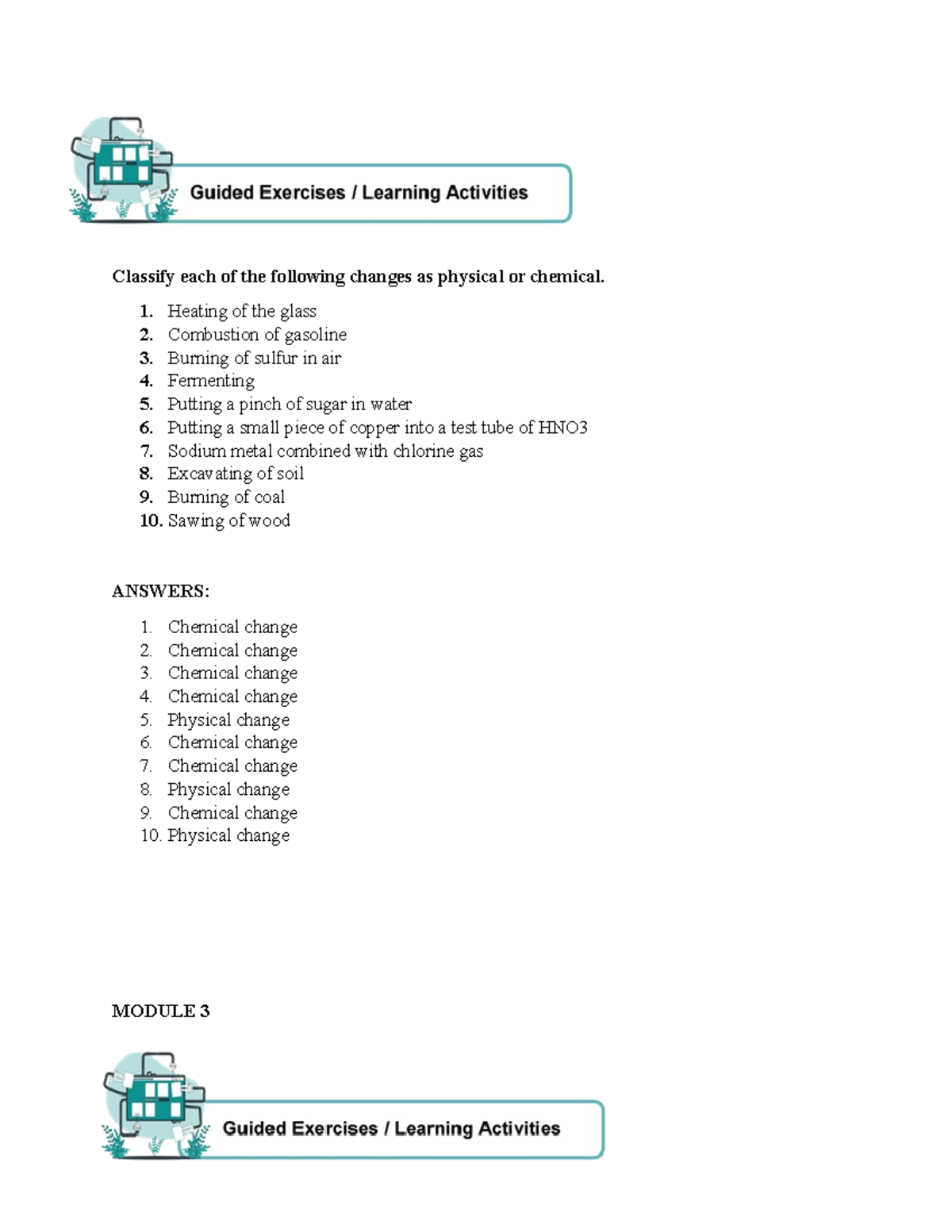 General Chemistry Chemical Reaction - Classify each of the following ...