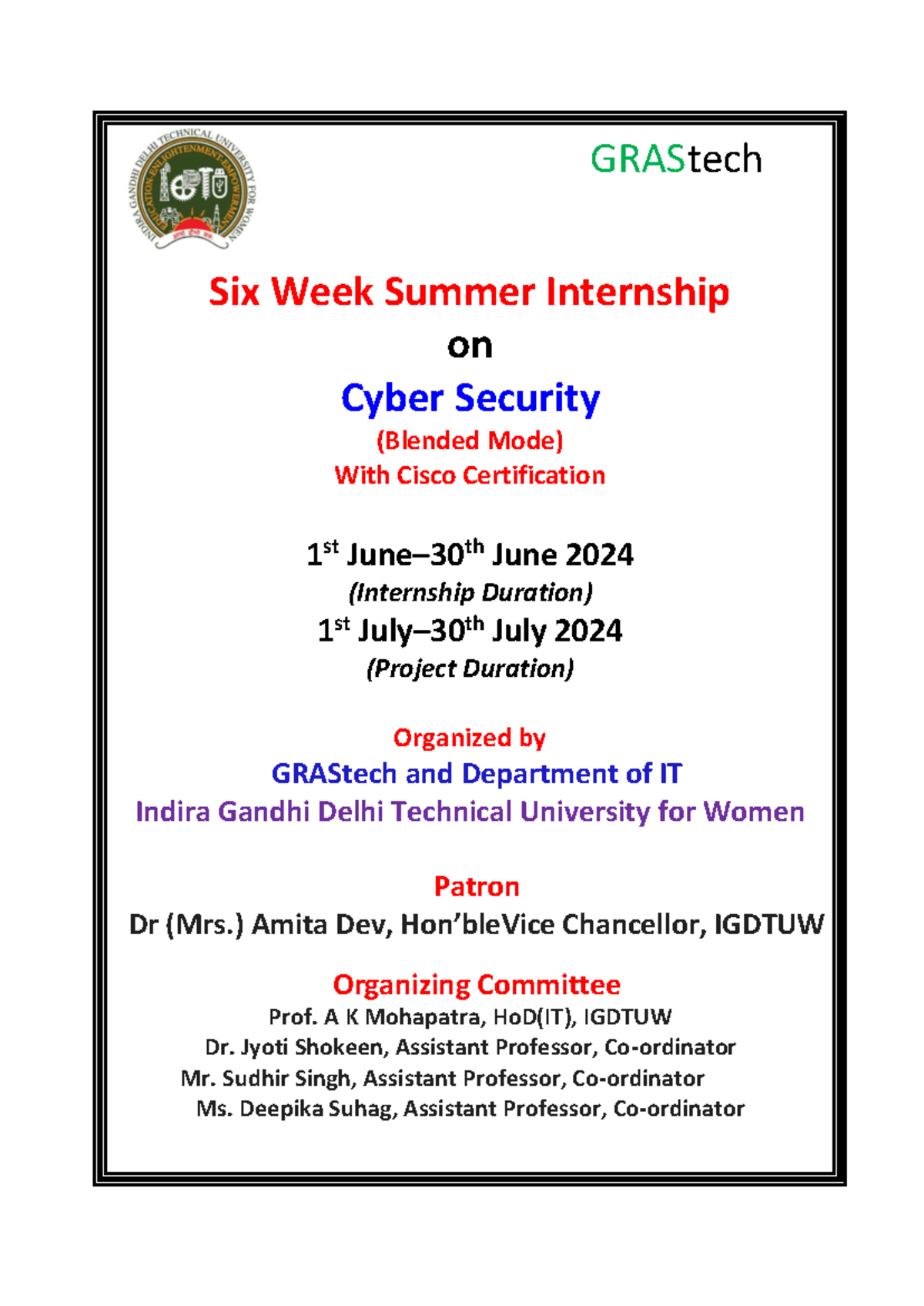 Brochure for Cisco Summer Internship - Six Week Summer Internship on ...