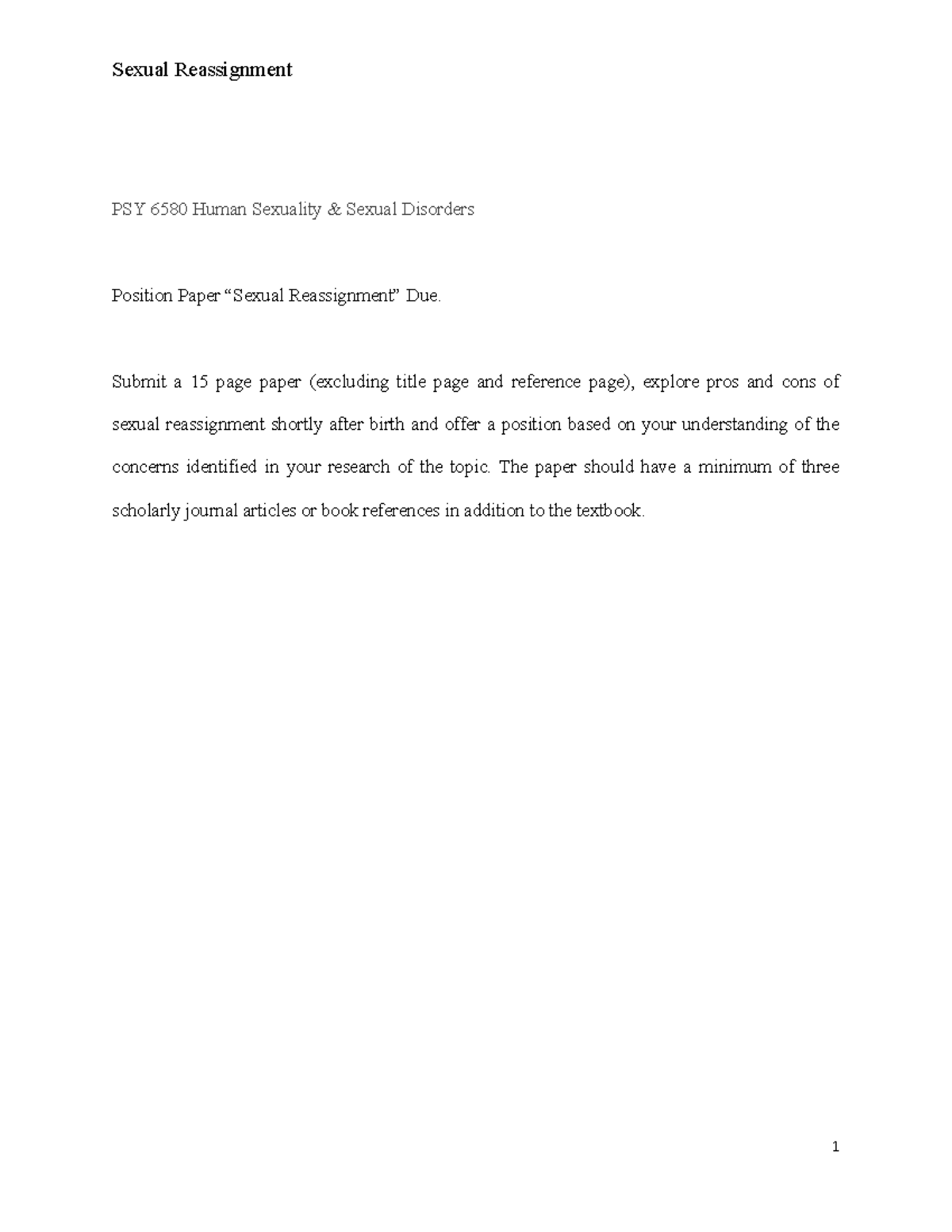 Sexual Reassignment - PSY 6580 Human Sexuality & Sexual Disorders ...