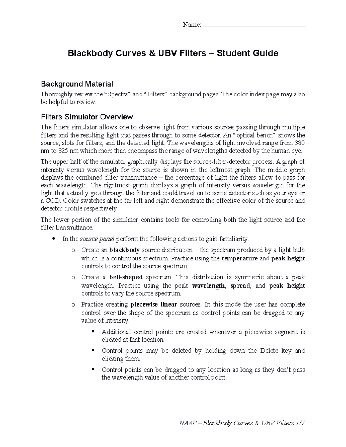 Naap blackbody sg - Rtttttt - Name: Blackbody Curves & UBV Filters ...