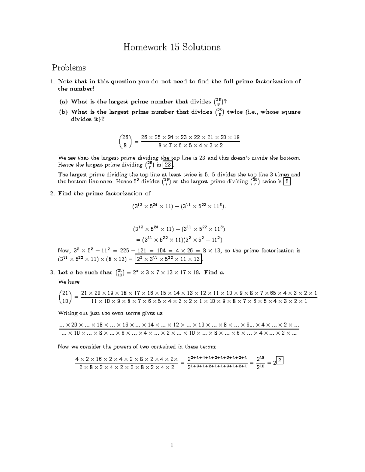 Sol15 - math - Homework 15 Solutions Problems 1 that in this question ...