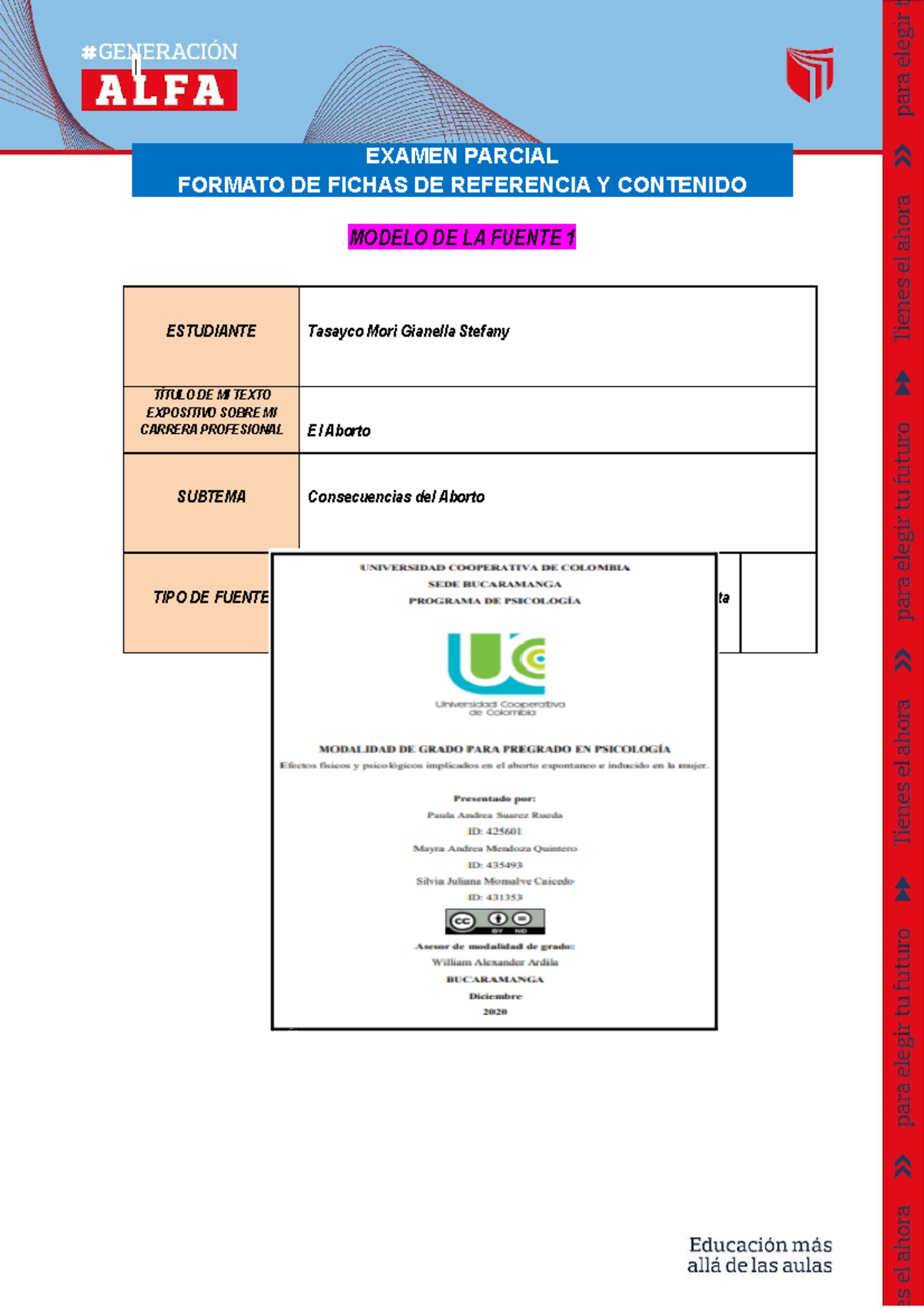 Formato PARA EL Examen Parcial - EXAMEN PARCIAL FORMATO DE FICHAS DE REFERENCIA Y CONTENIDO ...