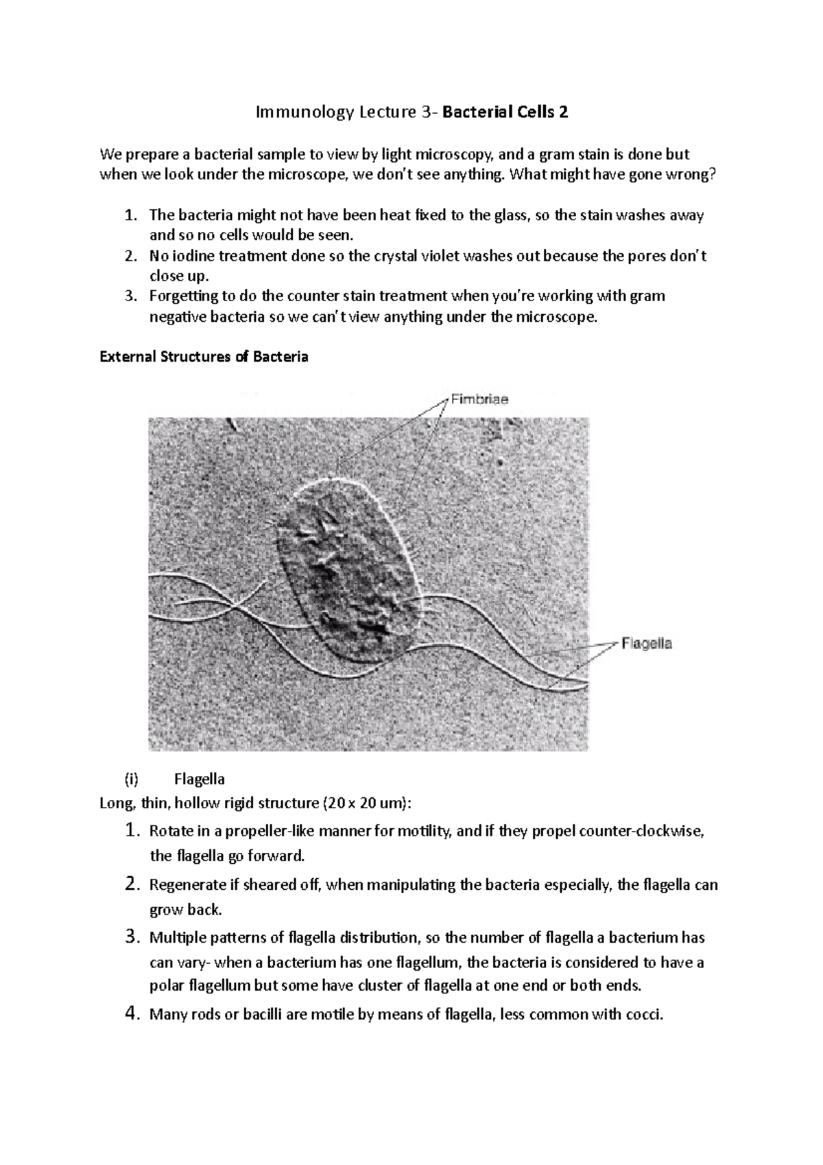 Immunology Lecture 3 - What might have gone wrong? The bacteria might ...
