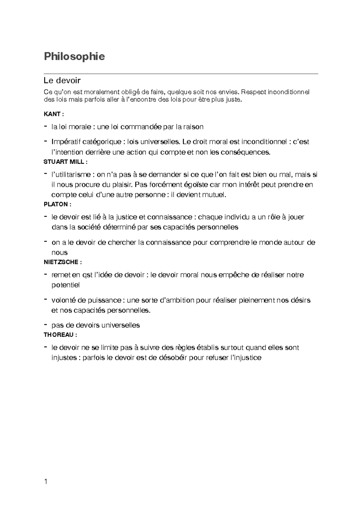 Devoir - Philosophie Le devoir Ce qu’on est moralement obligé de faire, quelque soit nos envies ...