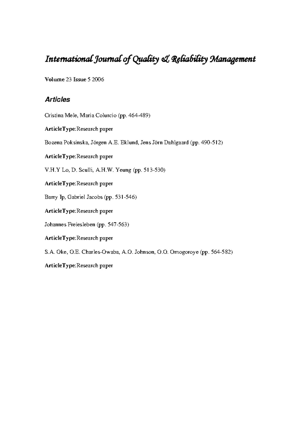 Qualitative - International Journal of Quality & Reliability Management ...