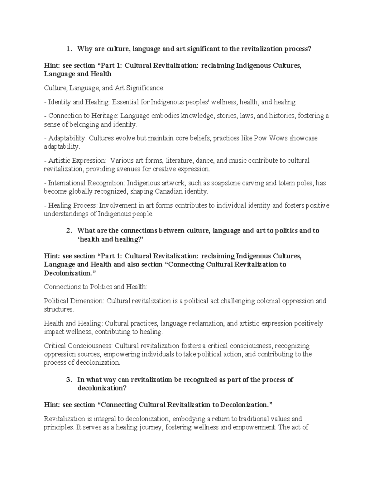 Module 12 Review Questions - Why are culture, language and art ...