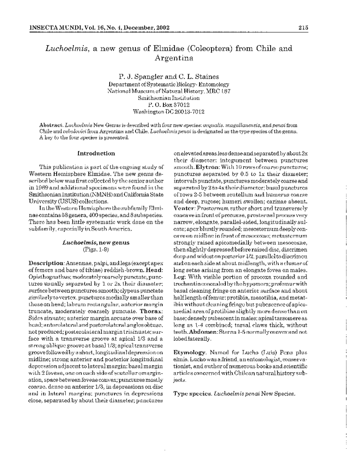 14523806 - Histoire - INSECTA MUNDI, Vol. 16, No, December, 2002 215 ...