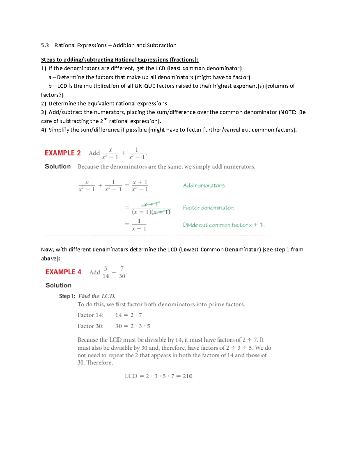 Rational Expressions 5 - Simplify the sum/difference if possible (might have to factor - Studocu