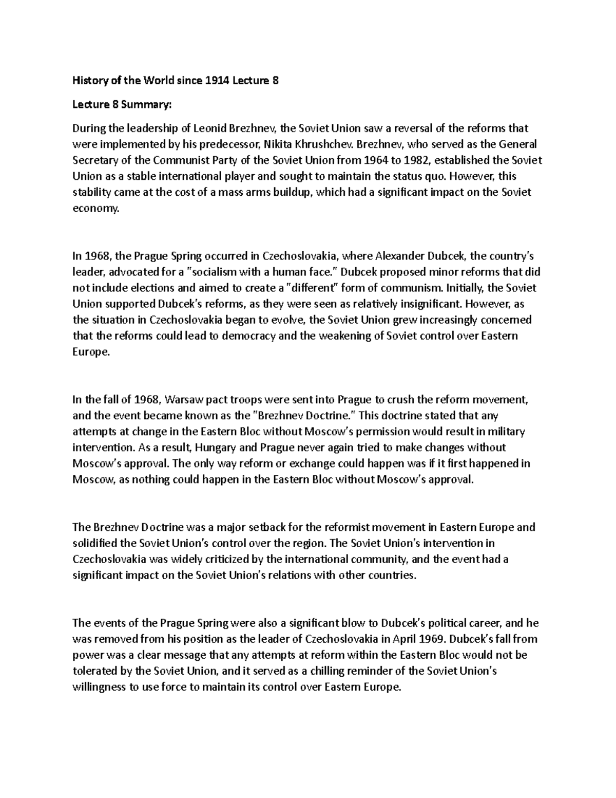 History of the world since 1914 (HIST 1F95) Lecture 8 - History of the ...