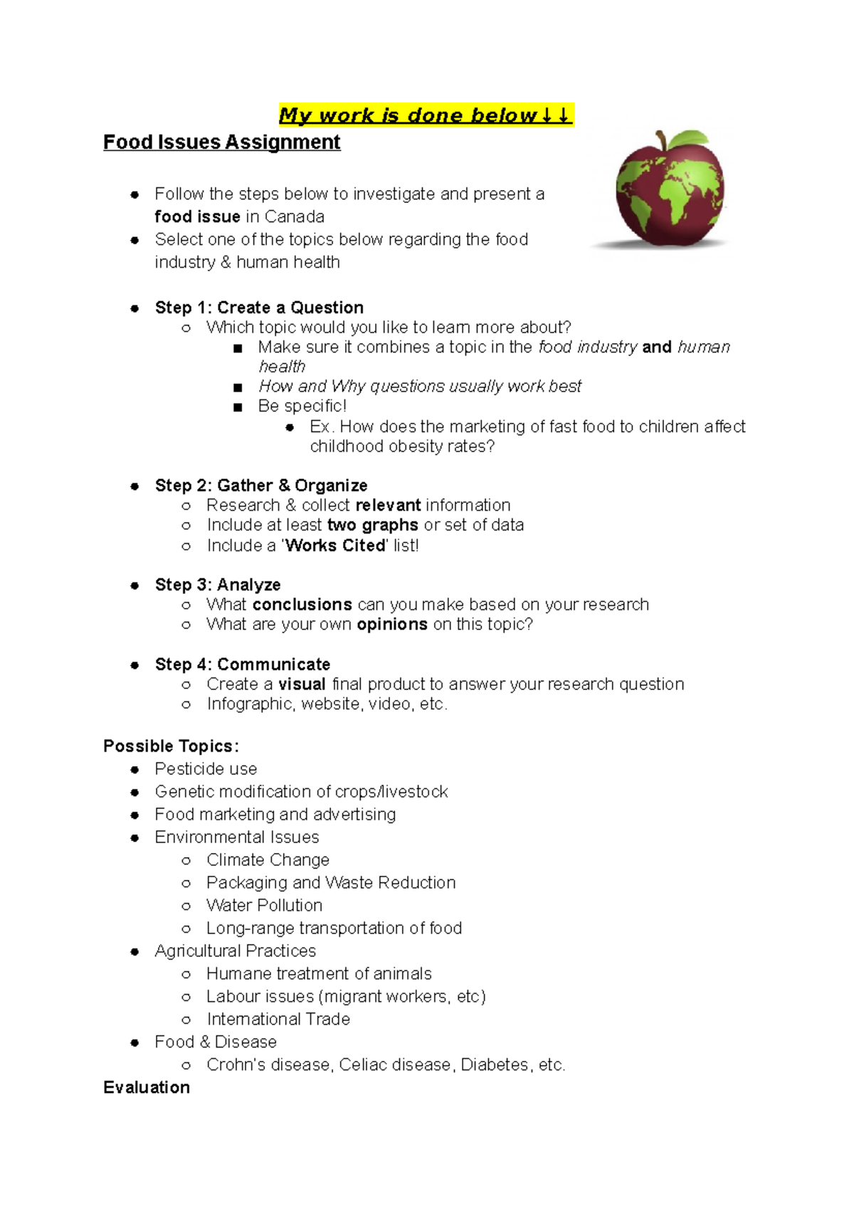 Mr Da Costa Food Issues Assignment (Gr 11) - My work is done below↓↓ ...