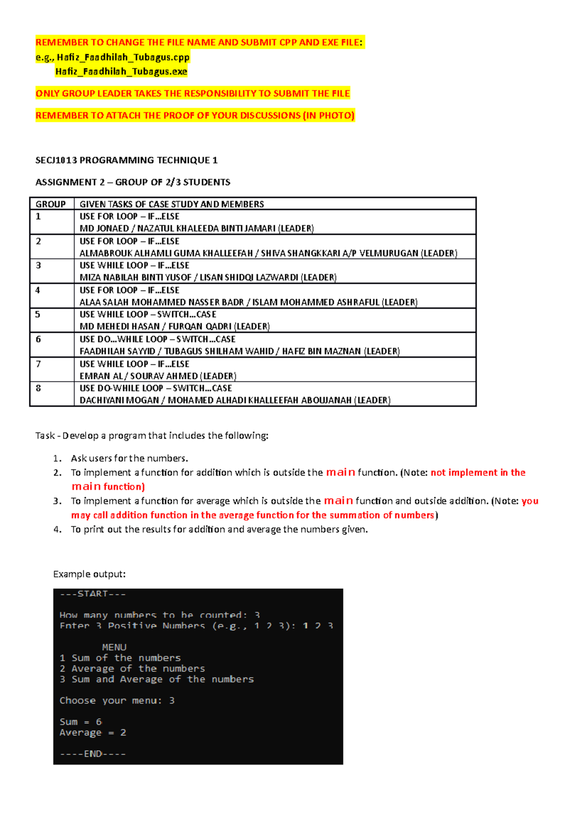Assignment 2 - group task - REMEMBER TO CHANGE THE FILE NAME AND SUBMIT ...