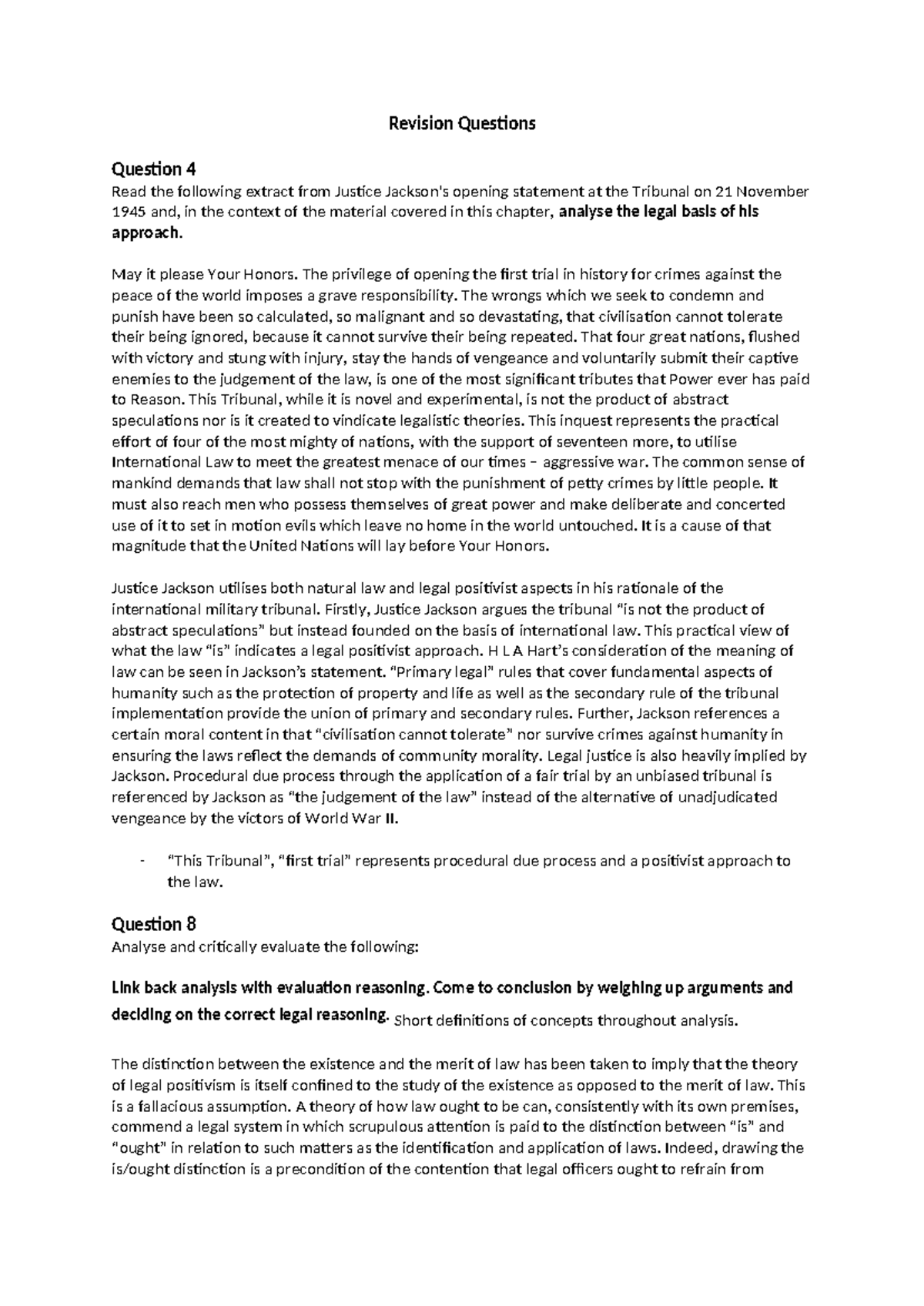 Revision Questions Revision Questions Question 4 Read The Following Extract From Justice