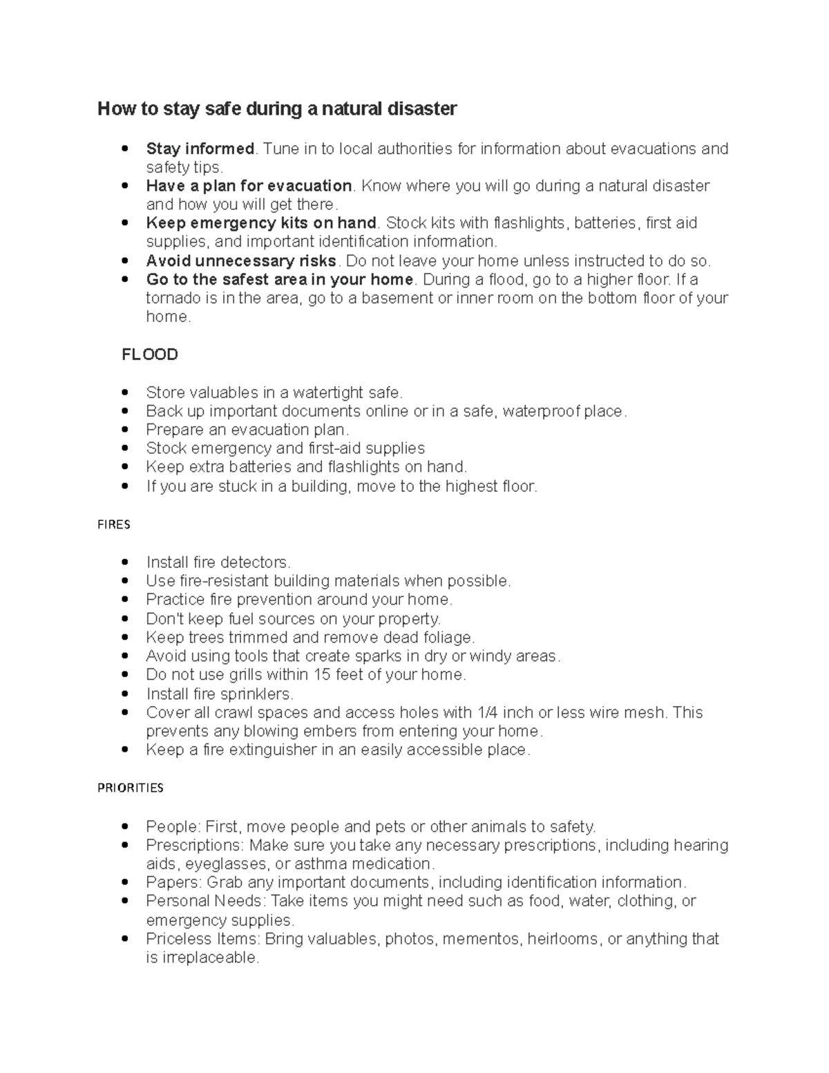 How to stay safe during a disasters - How to stay safe during a natural ...