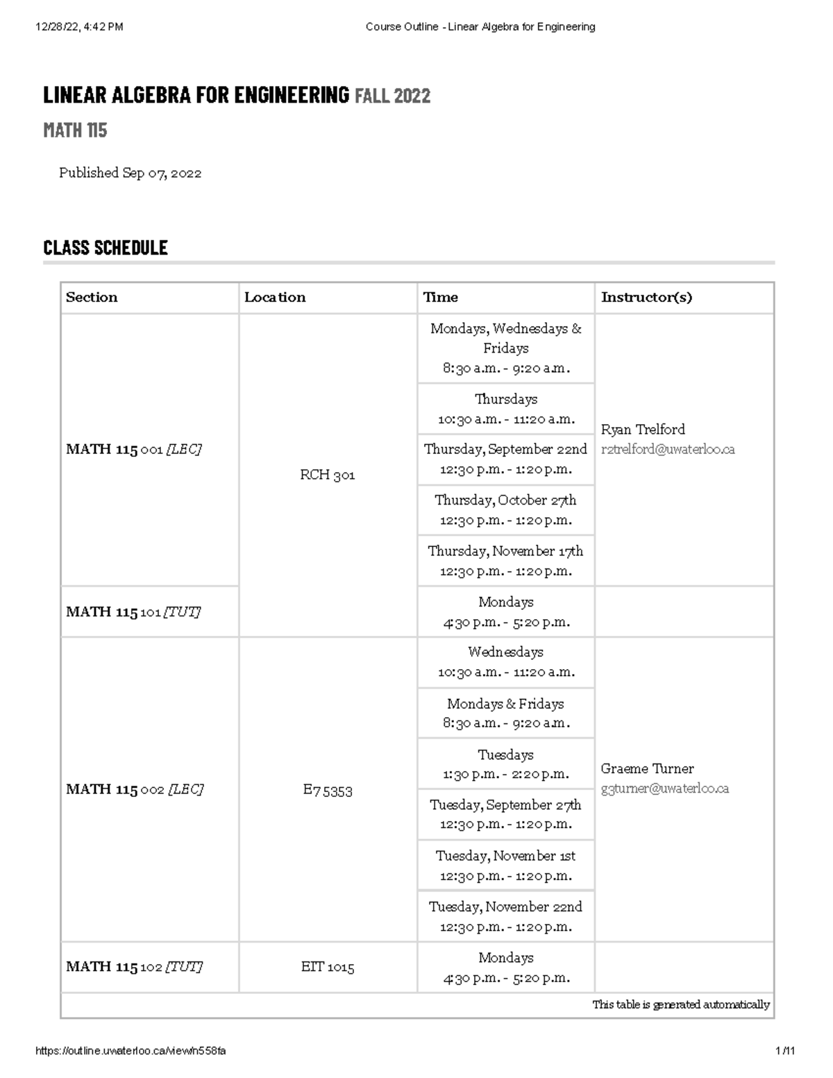 Course Outline - Linear Algebra for Engineering - LINEAR ALGEBRA FOR ...