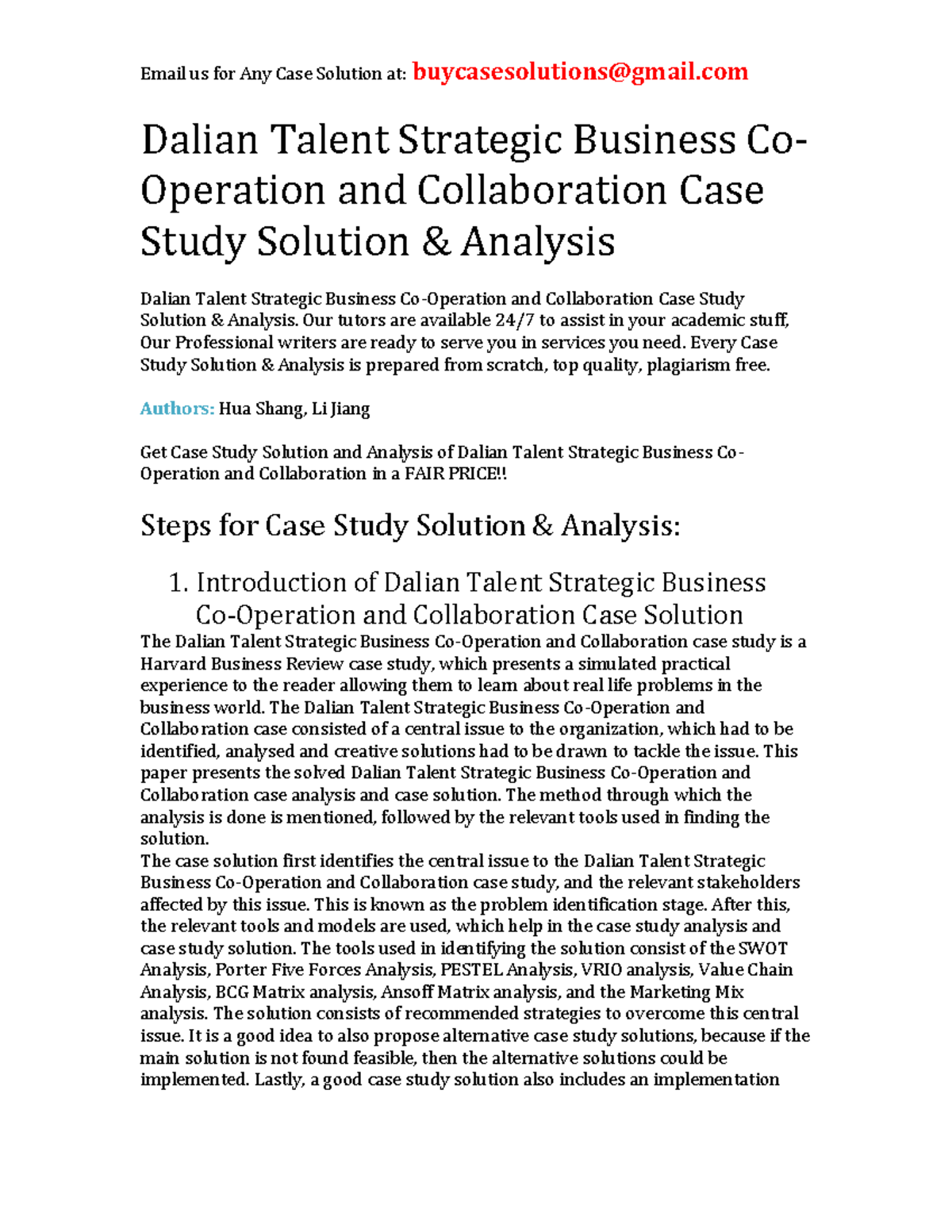 Dalian Talent Strategic Business Co-Operation and Collaboration Case ...