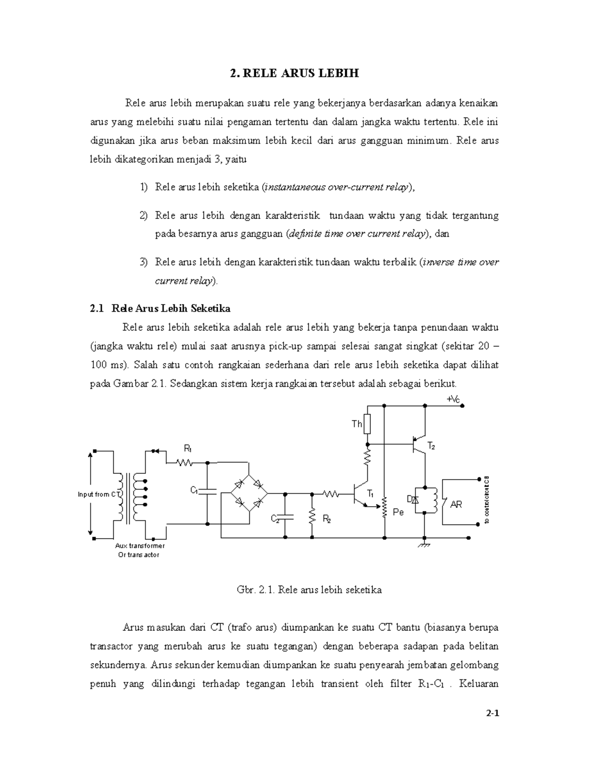 BAB 2 Rele Arus Lebih - T 1 T 2 Th R 1 R 2 C 1 C 2 Pe D +VC Input from ...