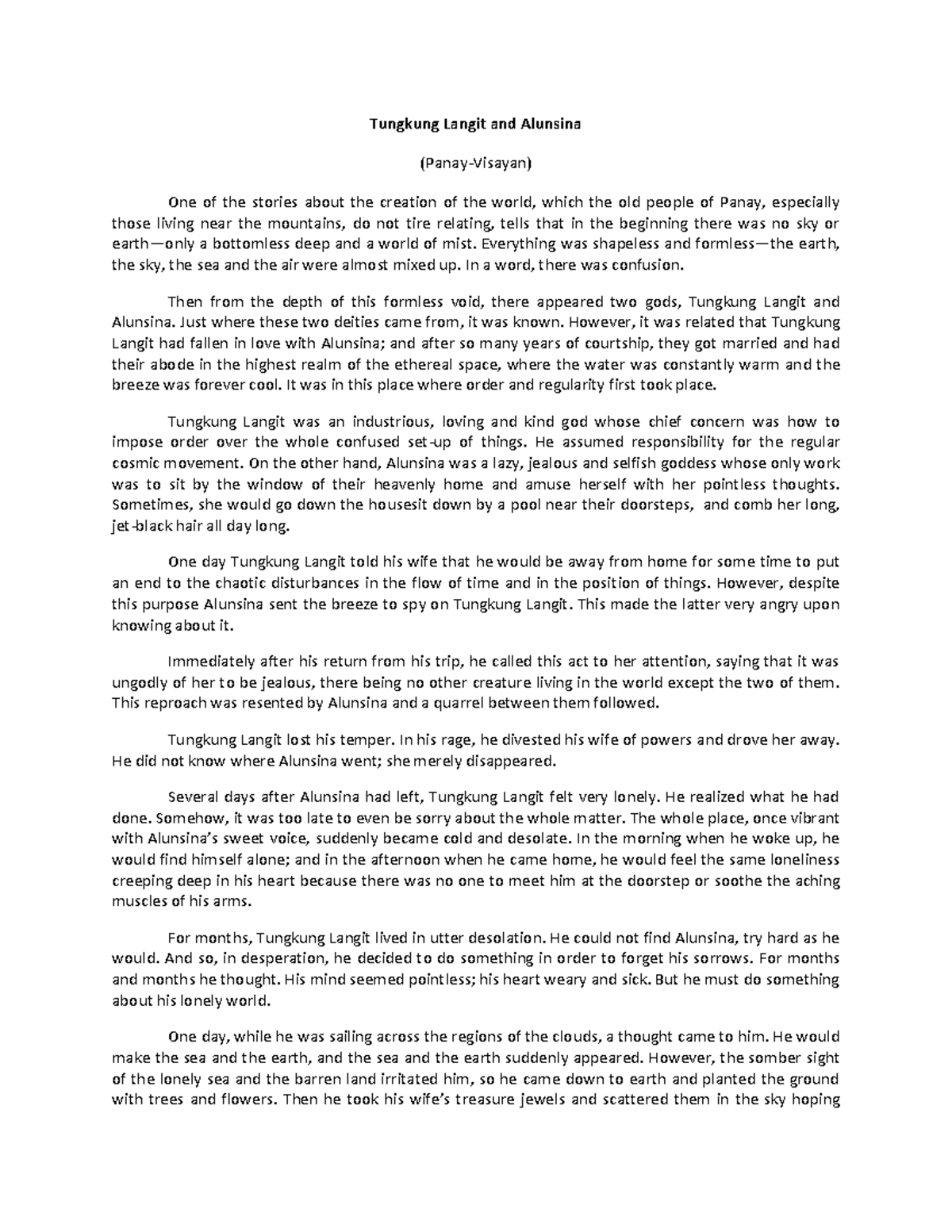 Tungkung Langit and Alunsina - Tungkung Langit and Alunsina (Panay ...