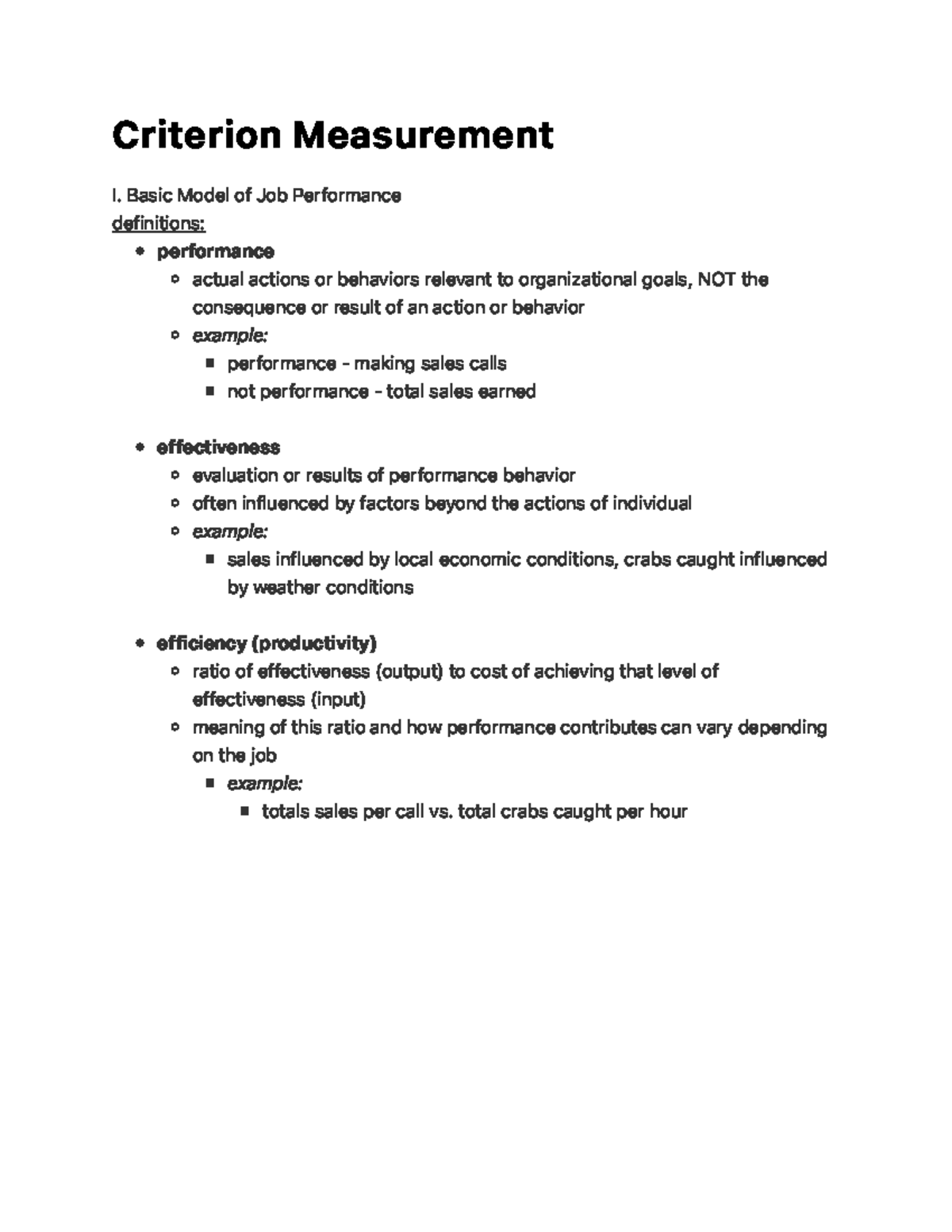 Criterion Measurement - C r i te r i o n M e a s u re m e n t I. Basic ...