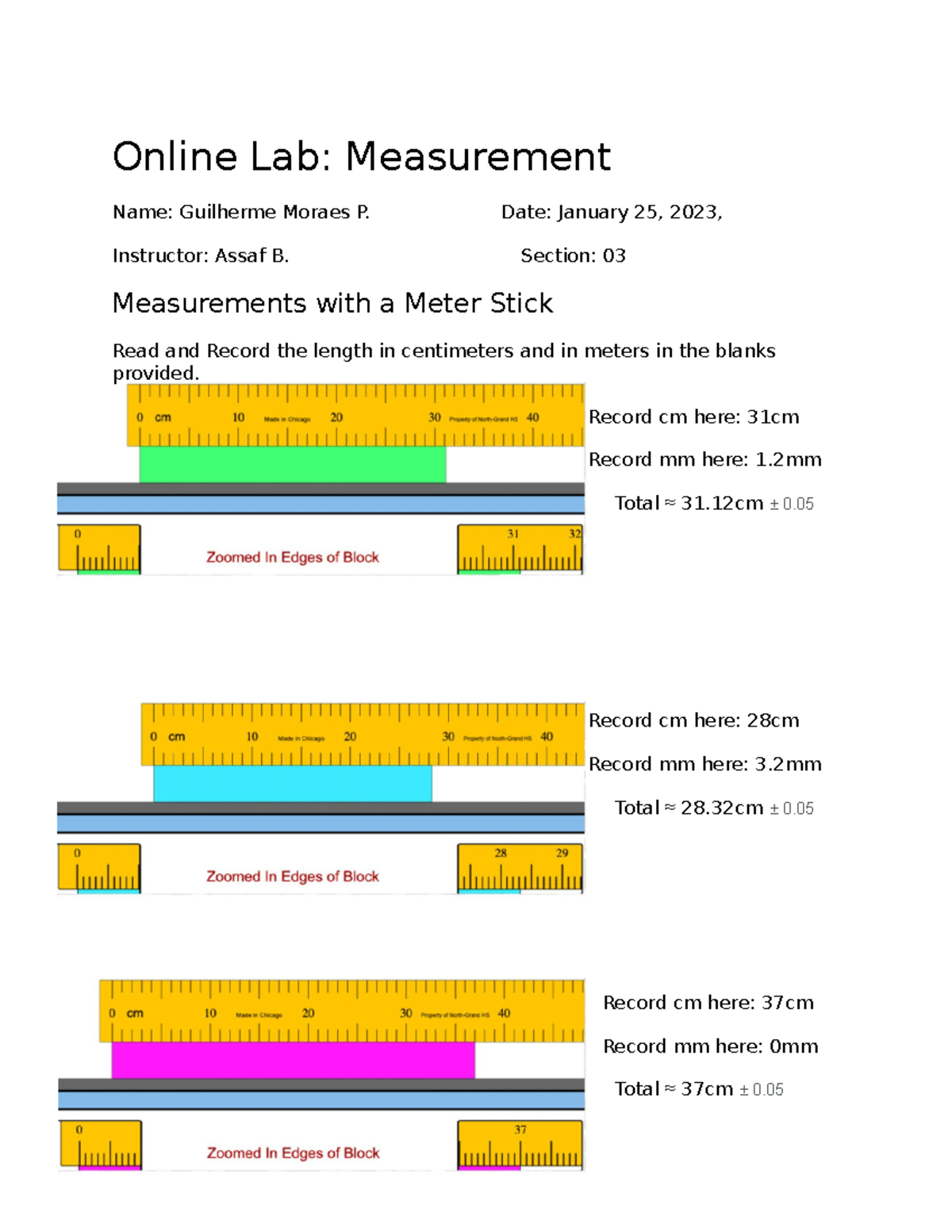 Online Lab #1 - First Lab in Dawson Mechanics - Online Lab: Measurement ...