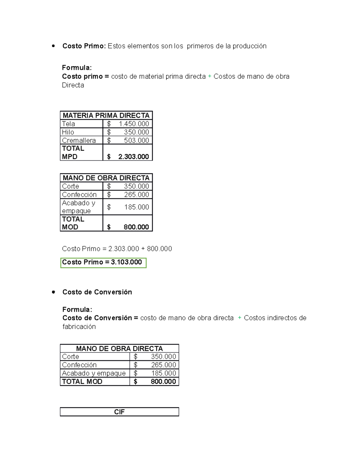 Ejercicio Propuesto Semana 3 - Costo Primo: Estos elementos son los ...