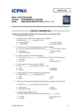 Examen intermedio 10 icpna - English is a Second Language - Studocu