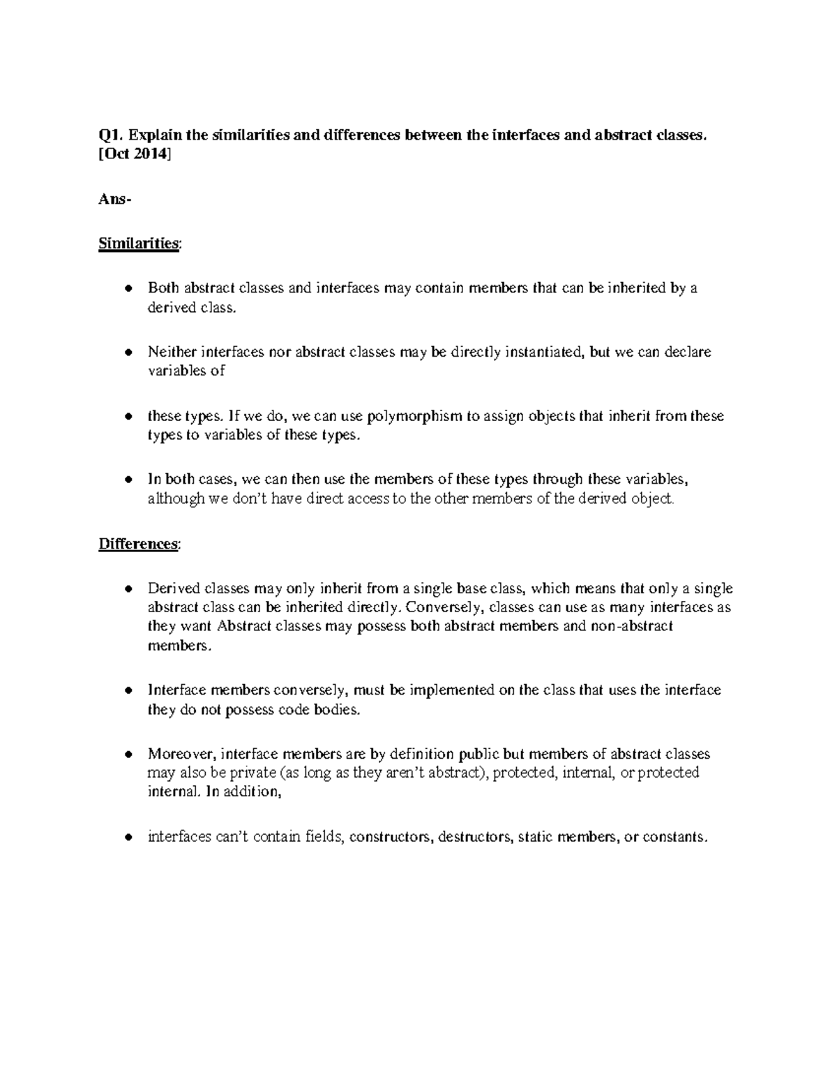 Unit 1 Answers - asdf asdfas asdf - Q1. Explain the similarities and differences between the ...