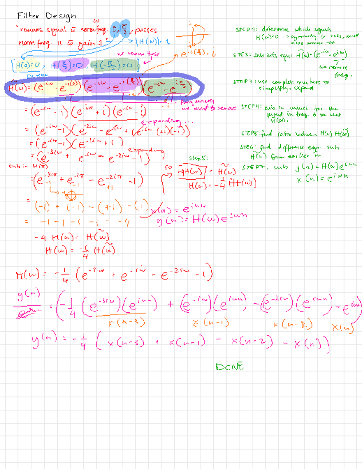 3mx3 Midterm Cheat Sheet - Filter Designe reg- 0 , E , passes STEP 1 ...