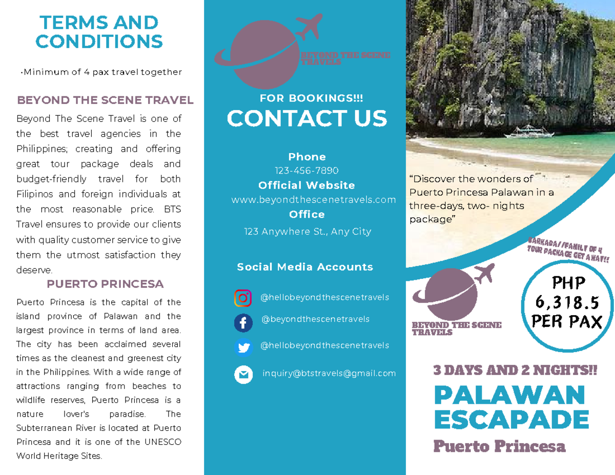 Beyond The Scene Travels Brochure - PALAWAN ESCAPADE Puerto Princesa ...