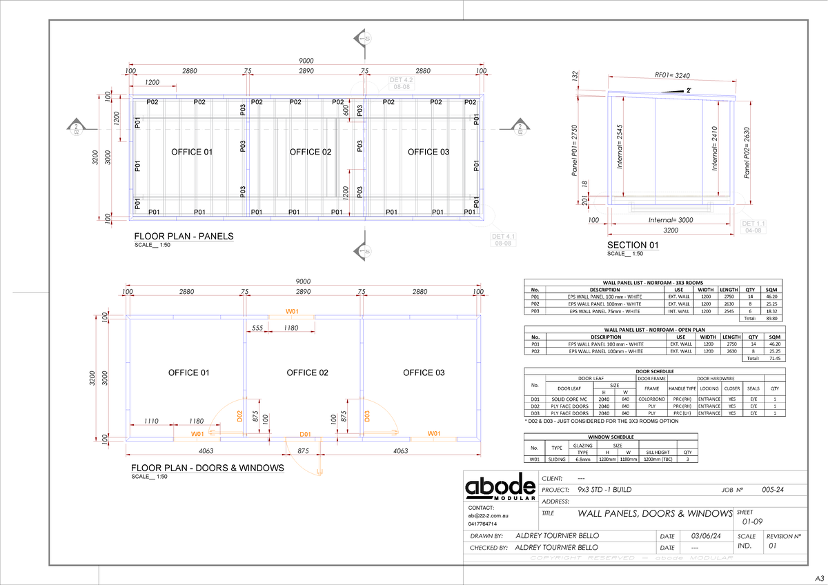 05 1170 STD Build GEN1 9X3 ENG REV01 - FLOOR PLAN - PANELS CLIENT: JOB ...