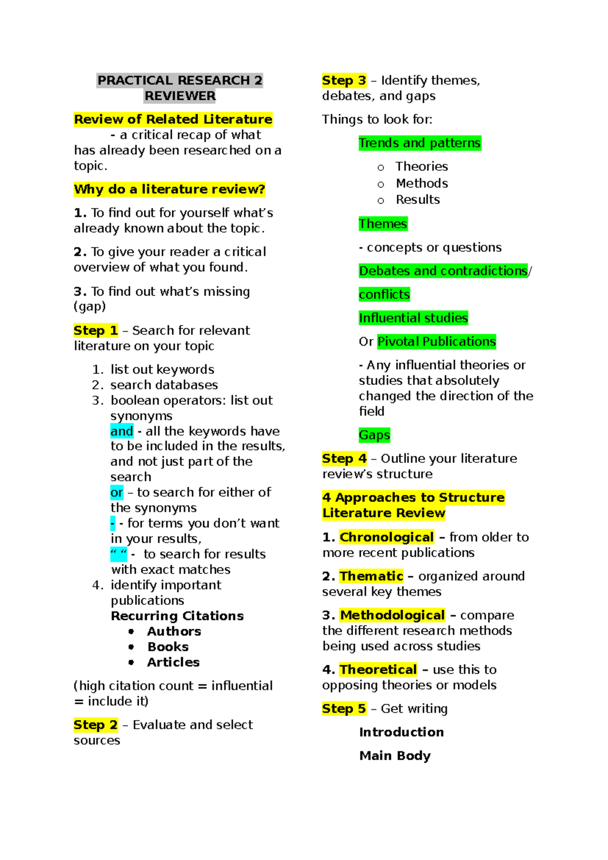 Practical Research 2 Reviewer - PRACTICAL RESEARCH 2 REVIEWER Review of ...