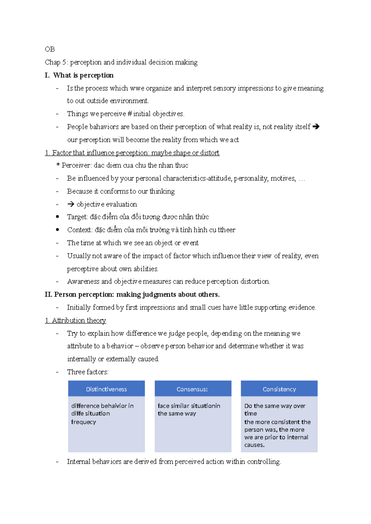 OB - Summary Organizational Behavior - OB Chap 5: perception and ...