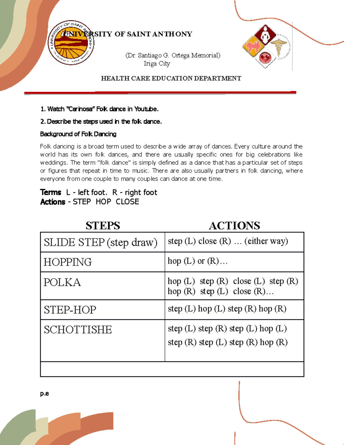 Asynchronous Task - activity - UNIVERSITY OF SAINT ANTHONY (Dr ...