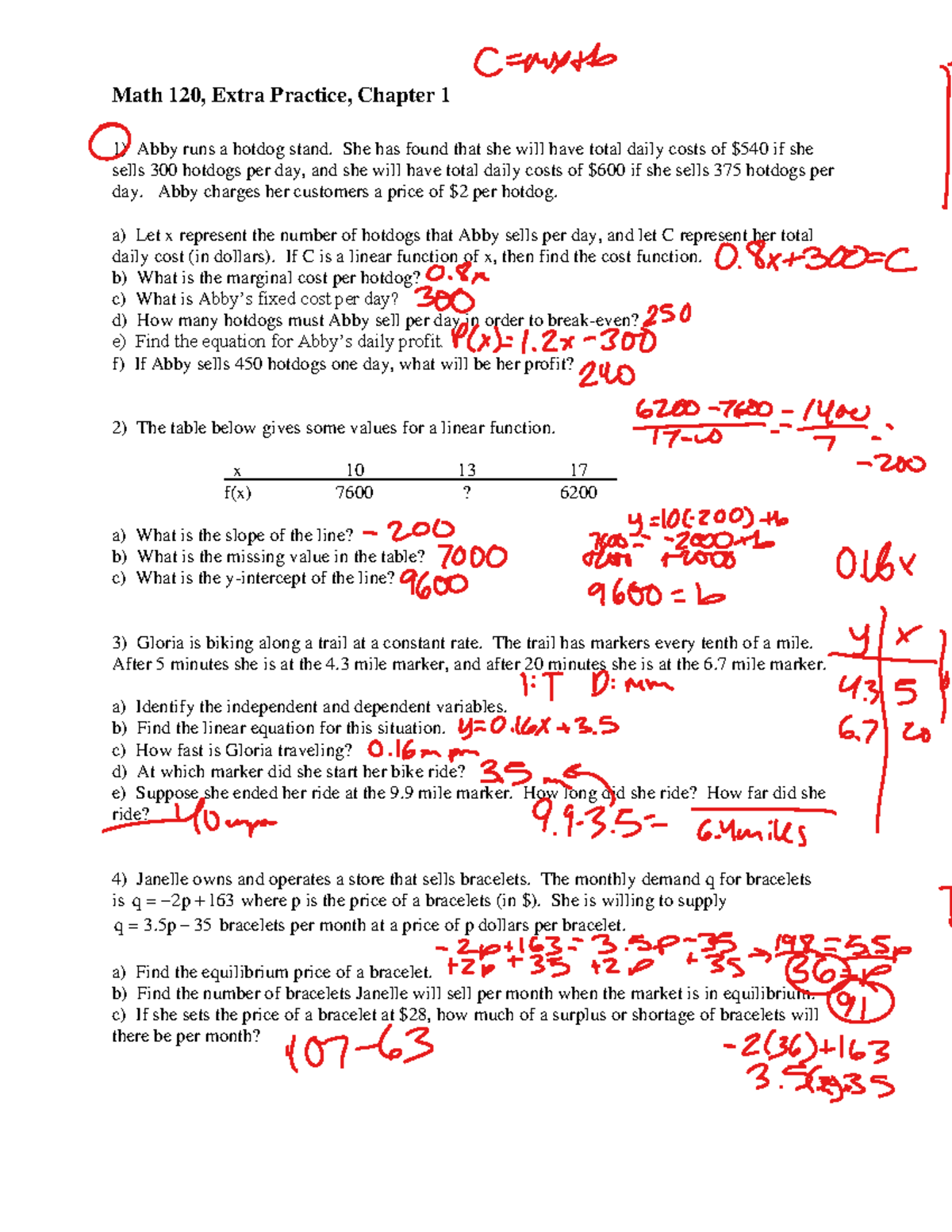 Chapter 1 Extra Practice - Math 120, Extra Practice, Chapter 1 Abby ...