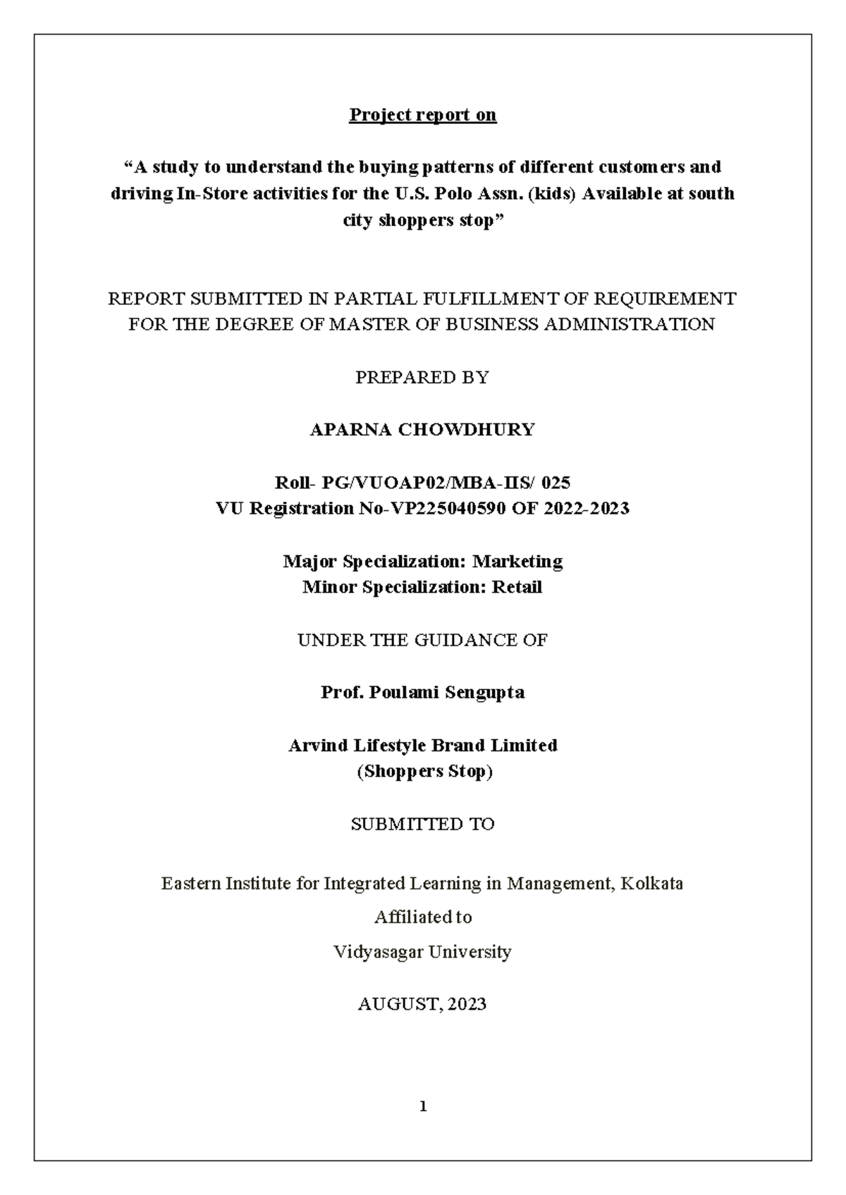 Business development project - Project report on “A study to understand ...