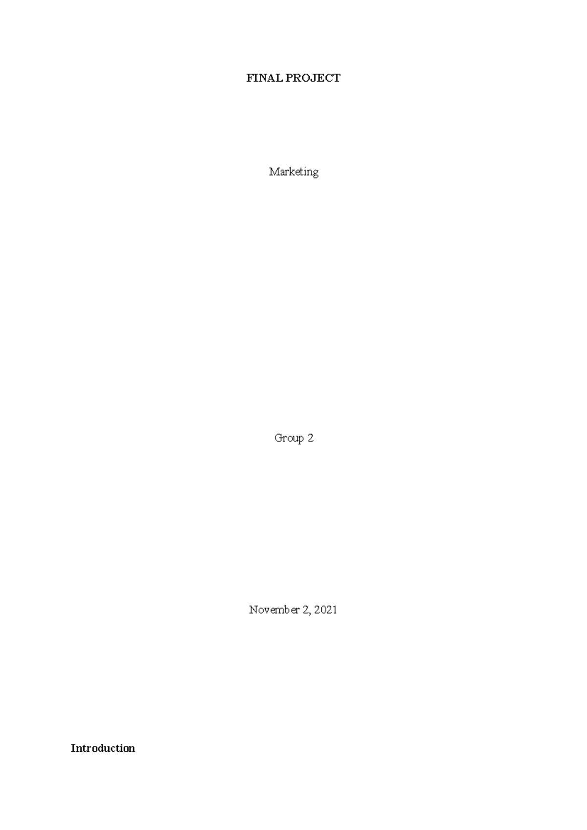 Mercadeo - FINAL PROJECT Marketing Group 2 November 2, 2021 ...