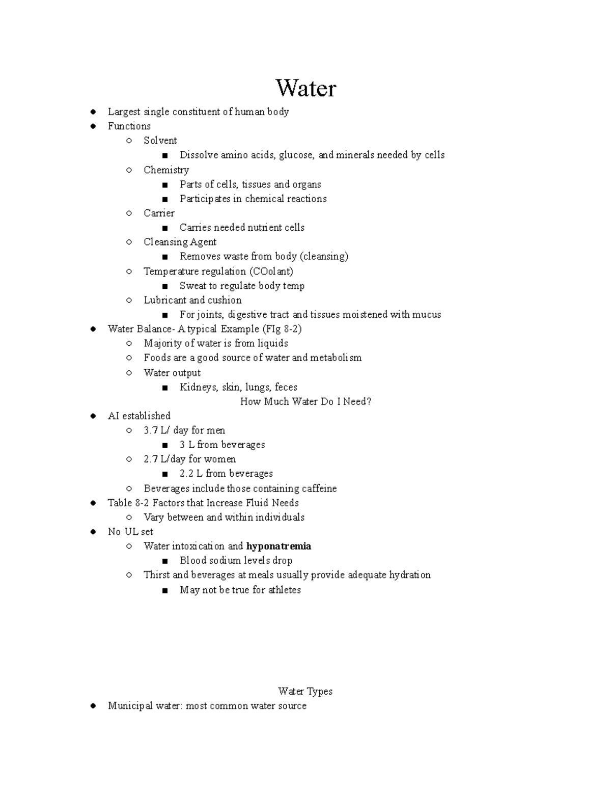 Lecture 16 - Mellen - Water Largest single constituent of human body ...