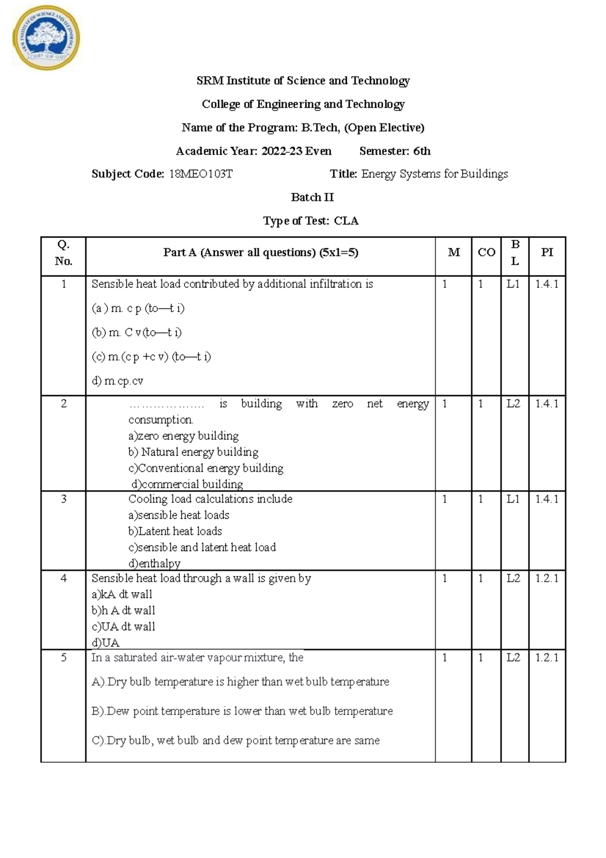 Batch 2 CT1 - abc - SRM Institute of Science and Technology College of Engineering and ...