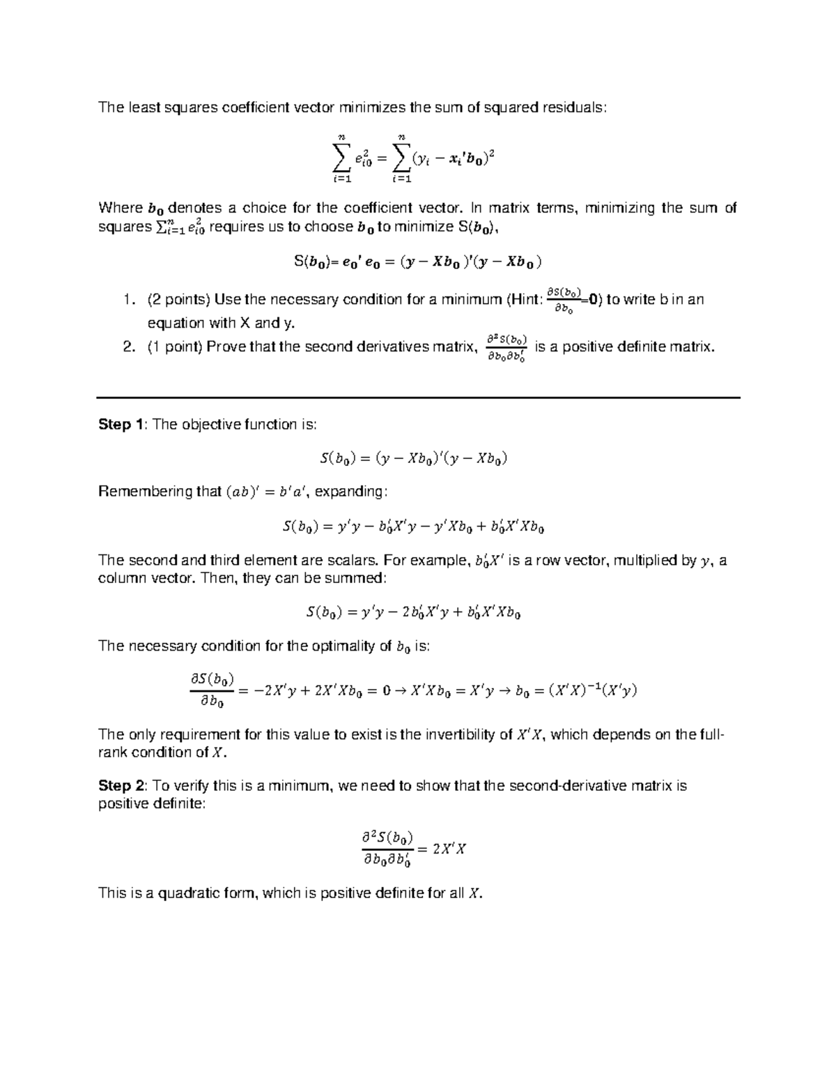 HW Answers merged - The least squares coefficient vector minimizes the ...